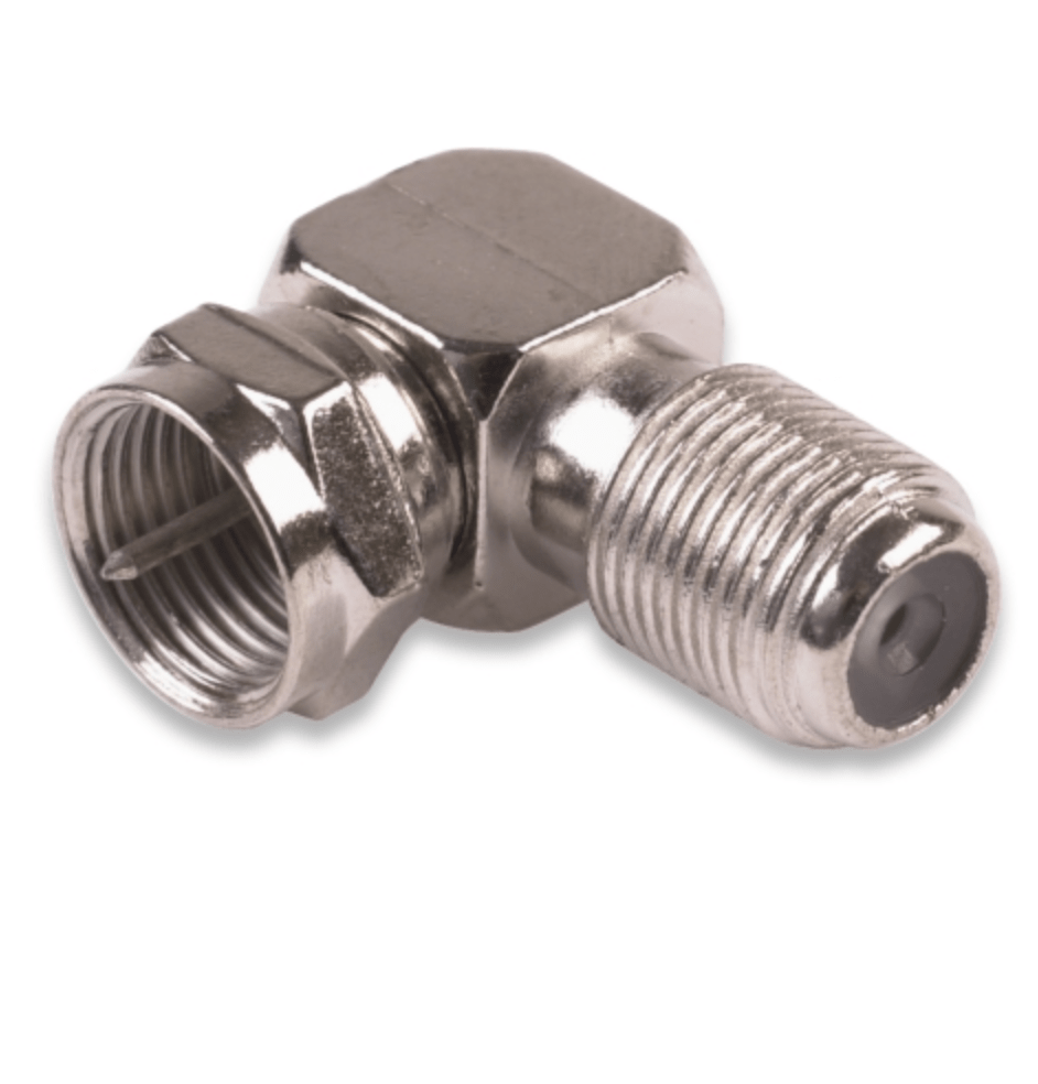 Right Angle F-Male to F-Female Adapter (Chrome)